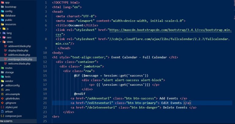 HOW TO CREATE EVENT CALENDAR IN LARAVEL PART 4 DevOpsSchool